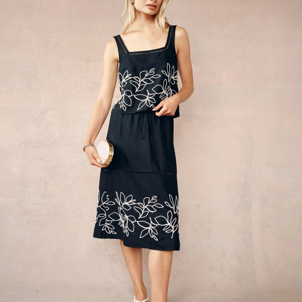 Ladder Trim Midi Skirt in Black – Threads